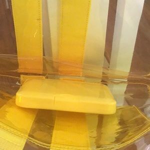 Bags | New Cute Yellow See Through Plastic Bag With Plastic Pouch ...